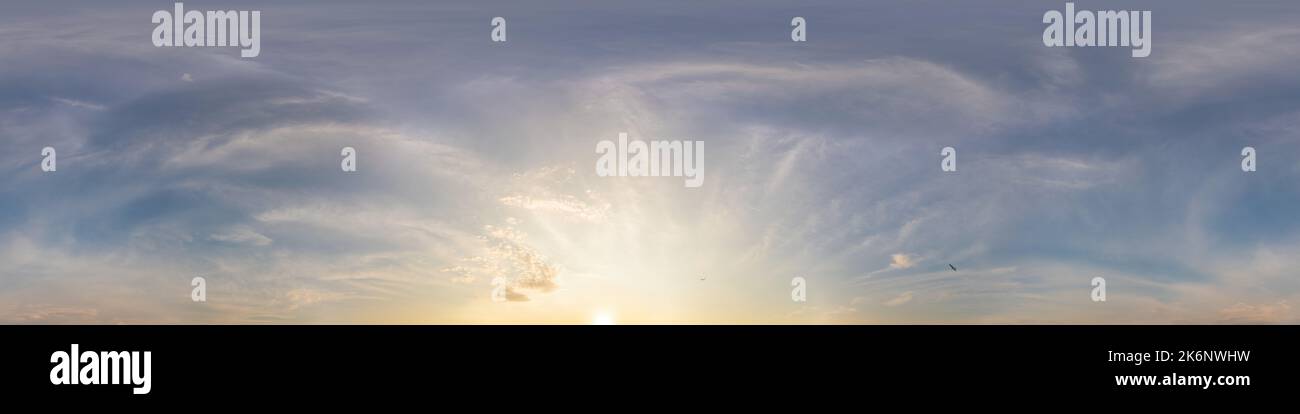 Blue summer sky panorama with light Cirrus clouds. Hdr seamless ...