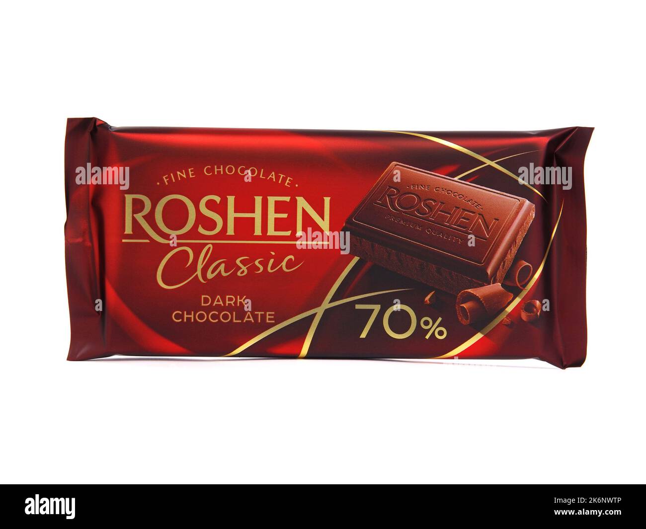BUCHAREST, ROMANIA - OCTOBER 28, 2019. Roshen Classic Dark chocolate ...