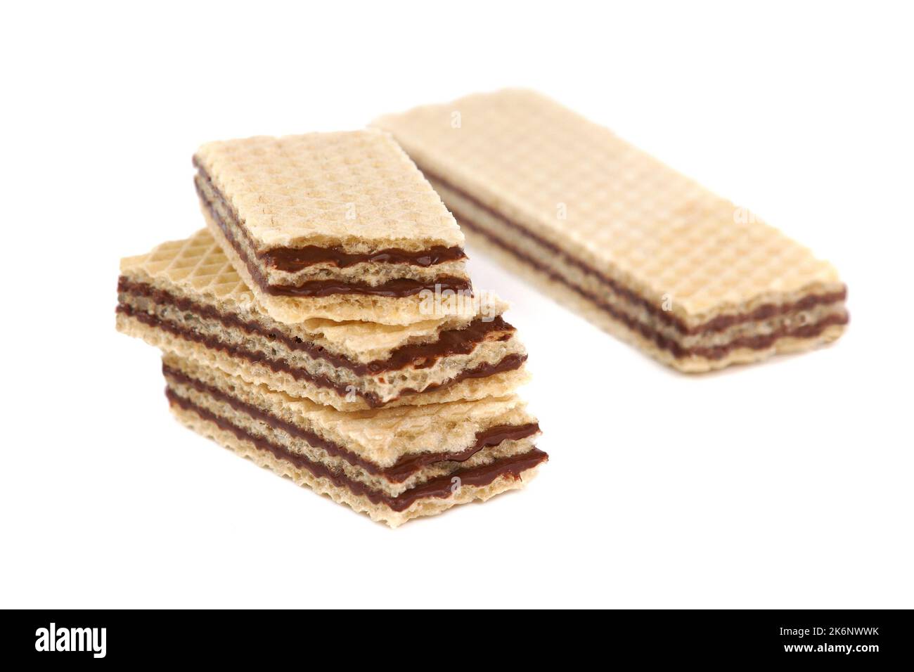 Wafers with chocolate chocolate filling isolated on white Stock Photo ...