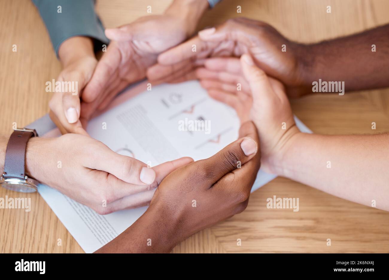 Circle, hands and diversity for business solidarity, support and ...