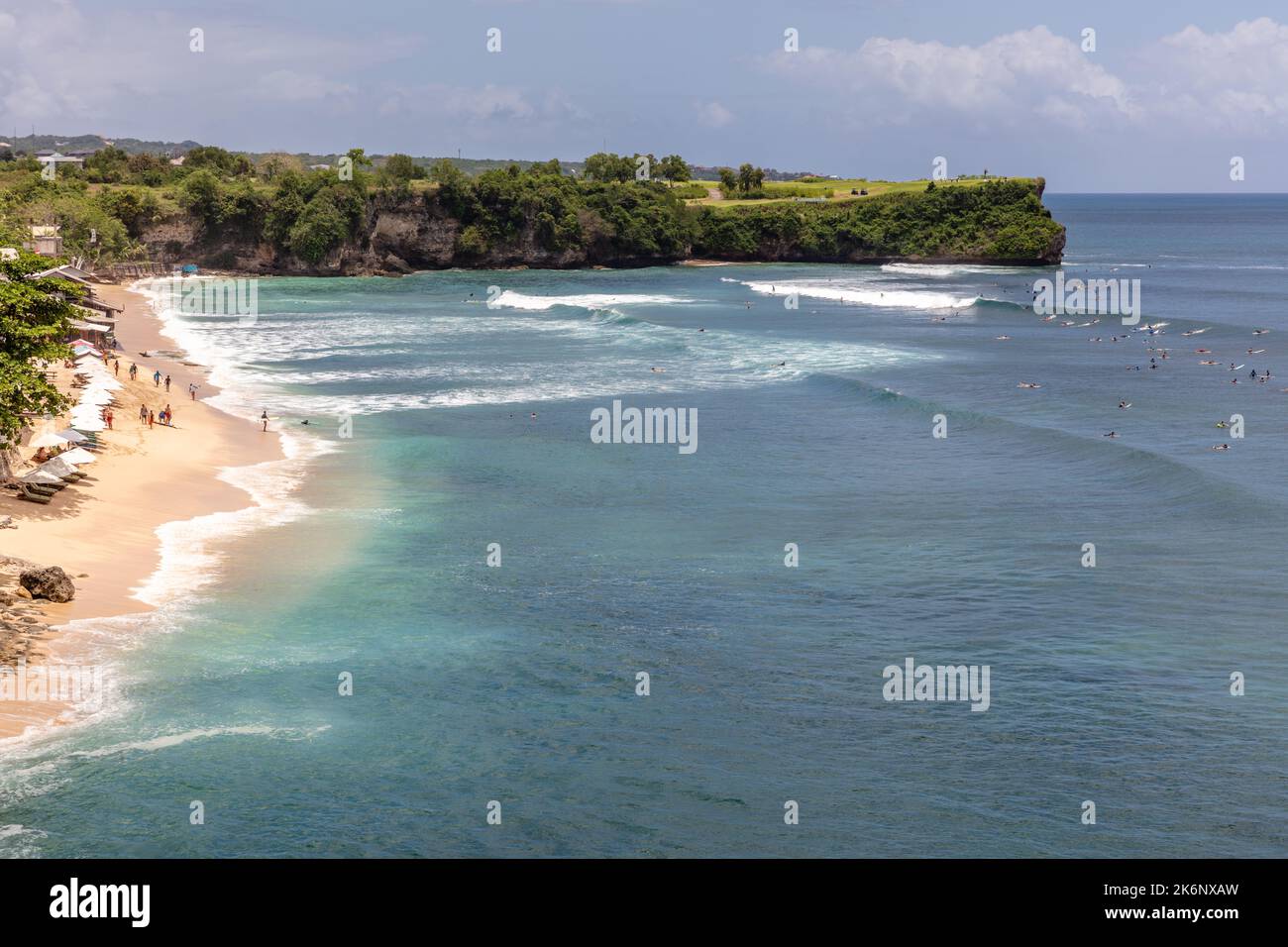 View of Balangan Beach and the ocean and waves from Balangan cliff ...