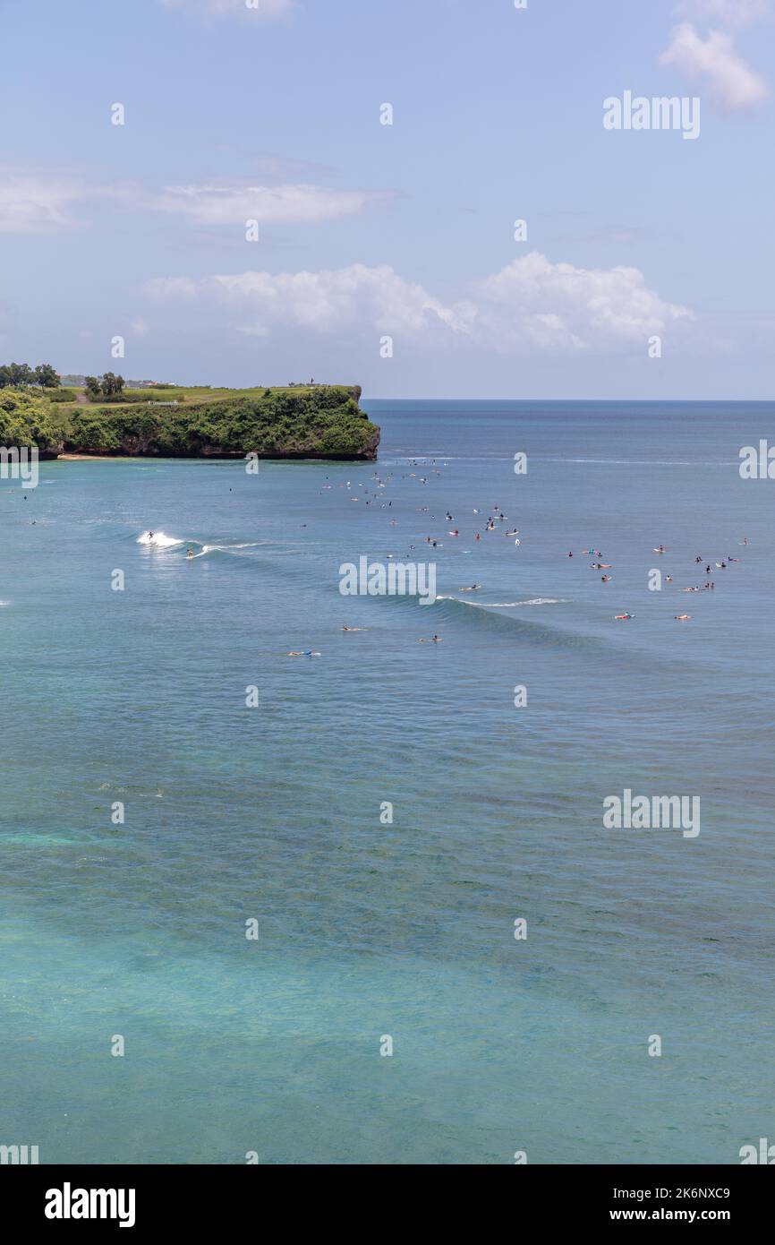 View of Balangan Beach and the ocean and waves from Balangan cliff ...