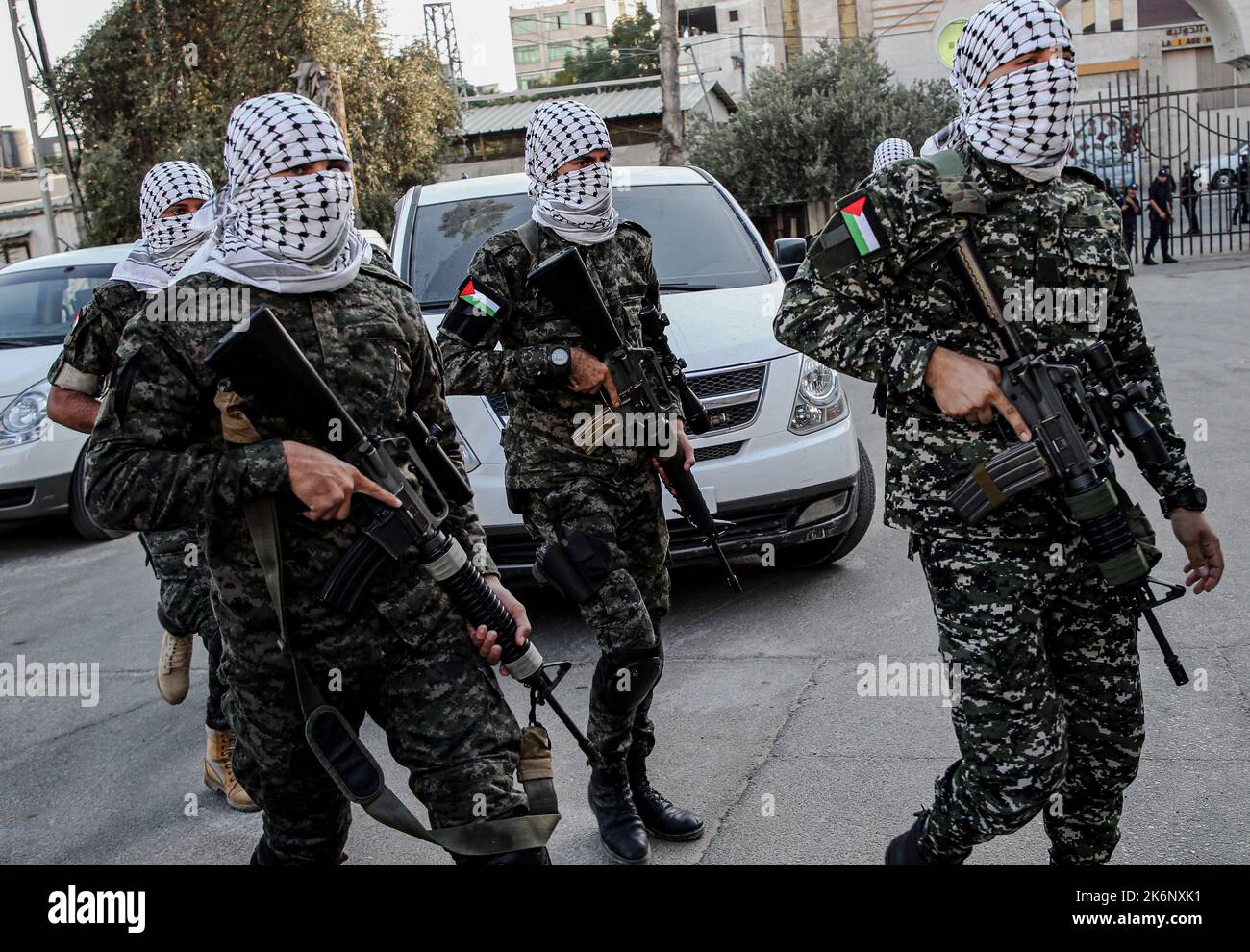 Gaza, Palestine. 14th Oct, 2022. Members of the Palestinian military ...