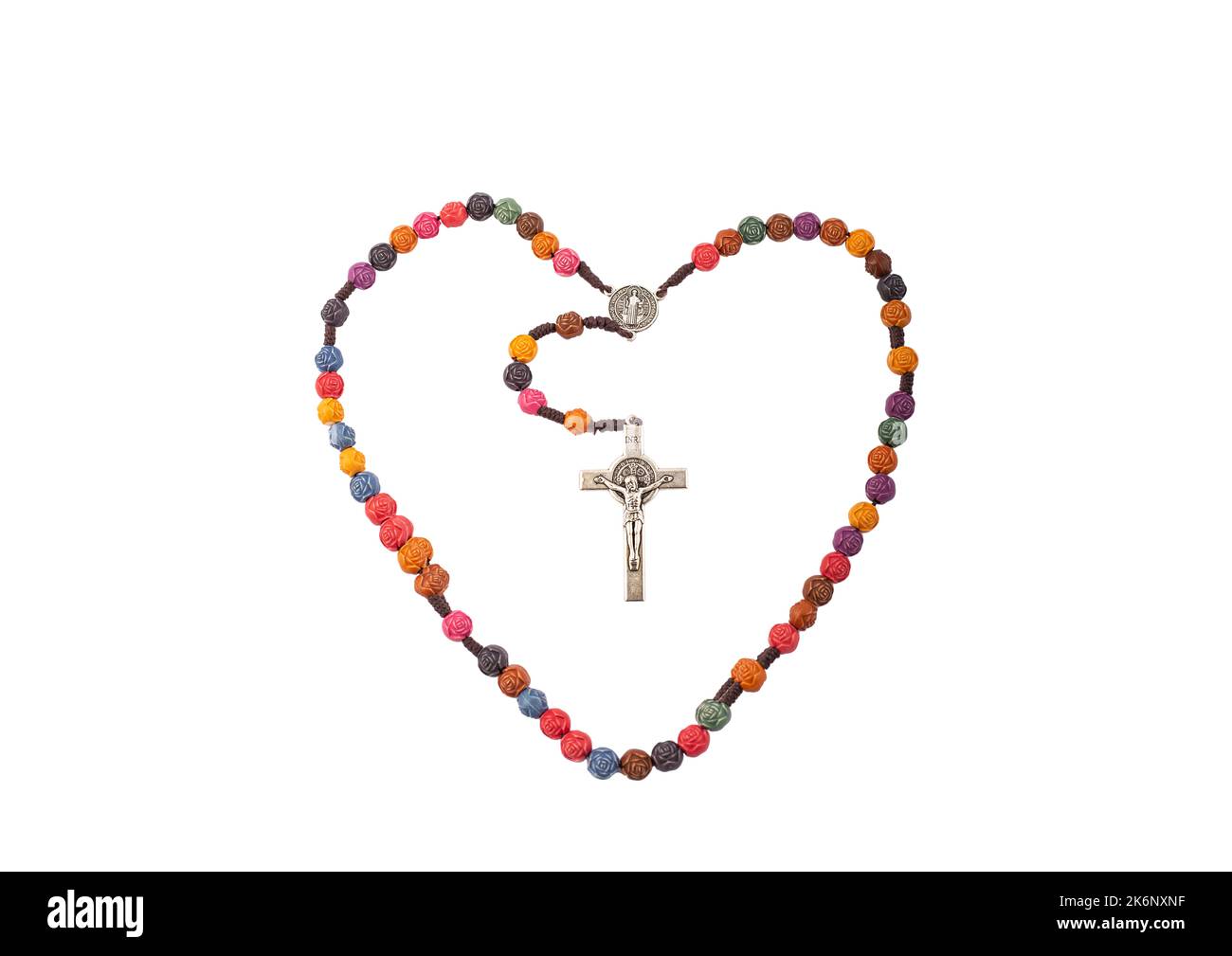 Traditional Christian holy religious wooden rosary isolated on white ...