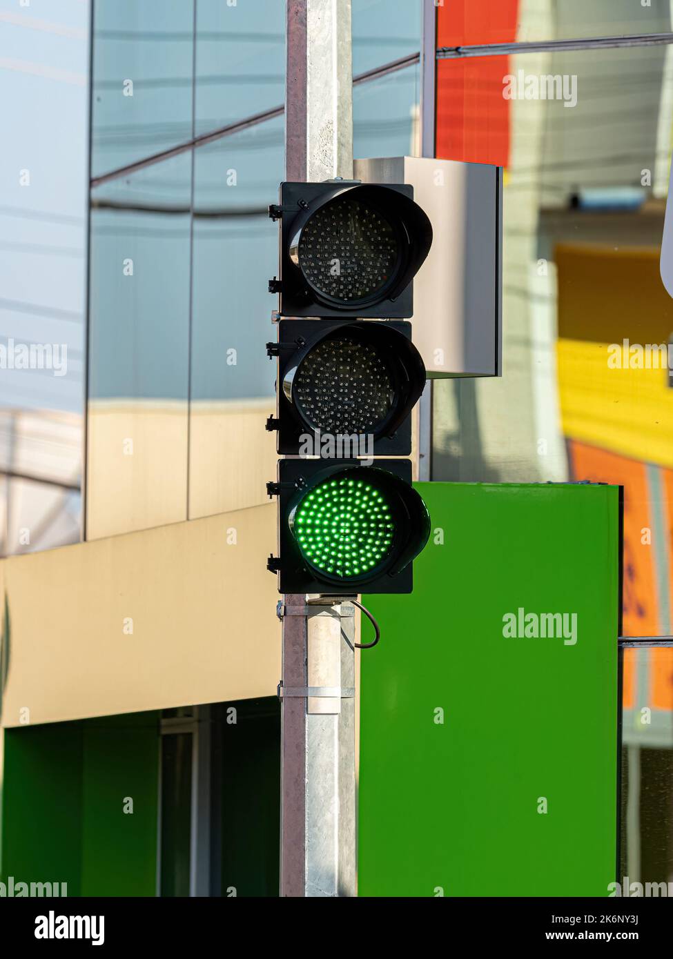 close-up of led traffic light with green color on Stock Photo - Alamy