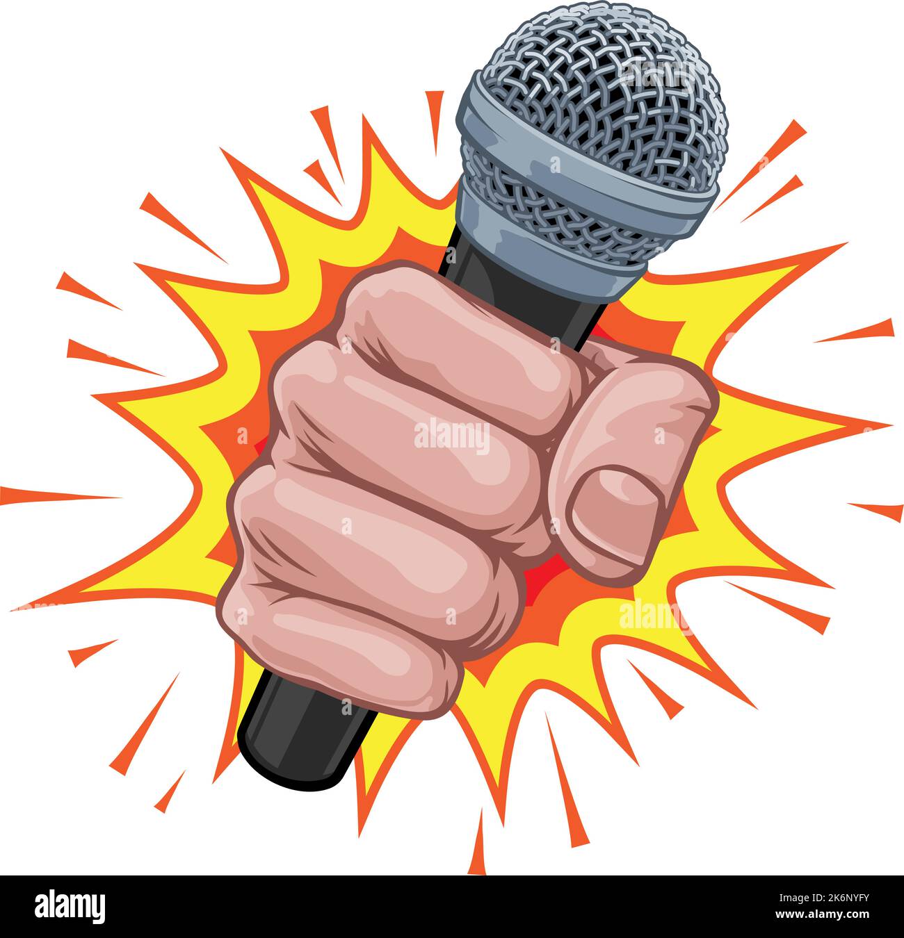 Microphone Fist Hand Explosion Pop Art Cartoon Stock Vector Image & Art ...