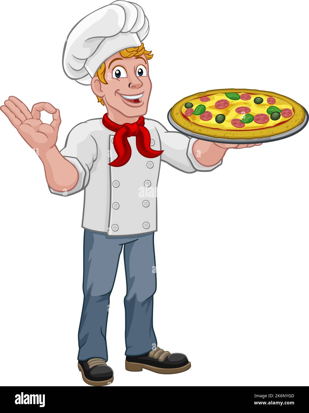 Chef Cook Man Cartoon Holding A Pizza Stock Vector Image & Art - Alamy