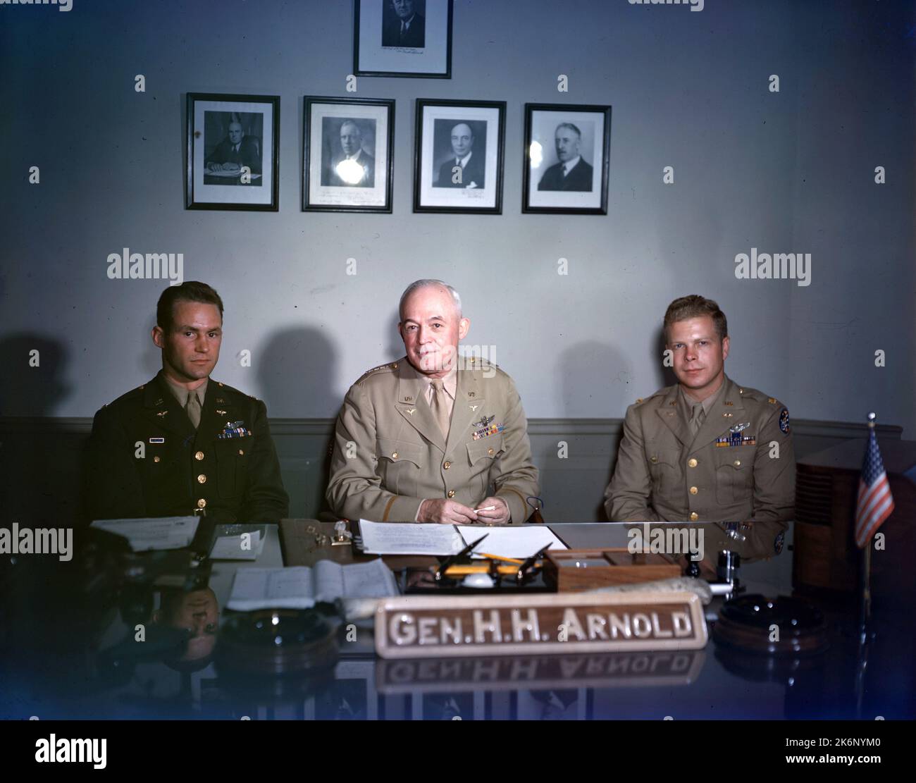 Major George S. Johnson, General Arnold, Major Richard Bond. Major ...