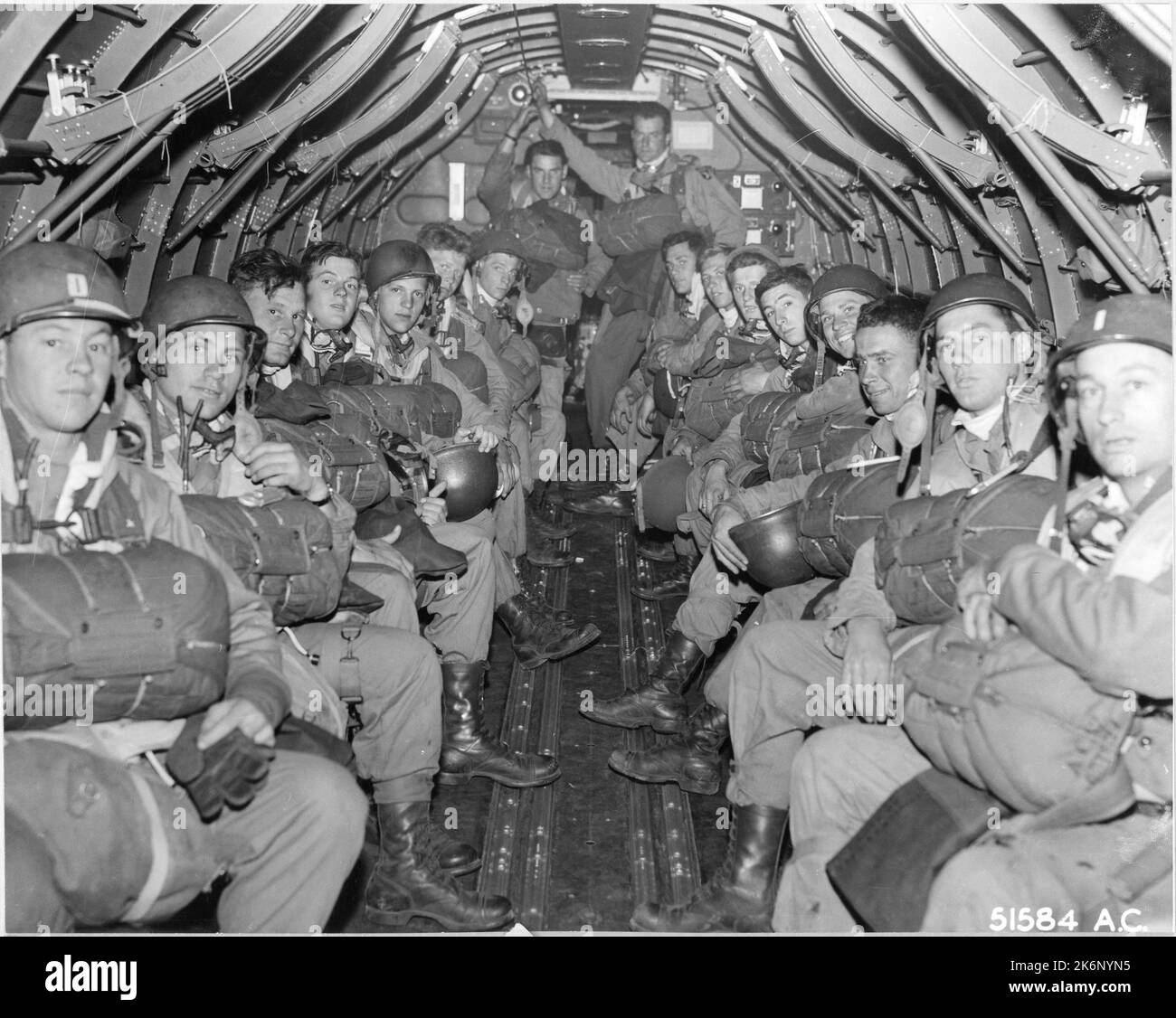 Photograph of Infantry Paratroop Regiment Inside at Douglas C-47 ...