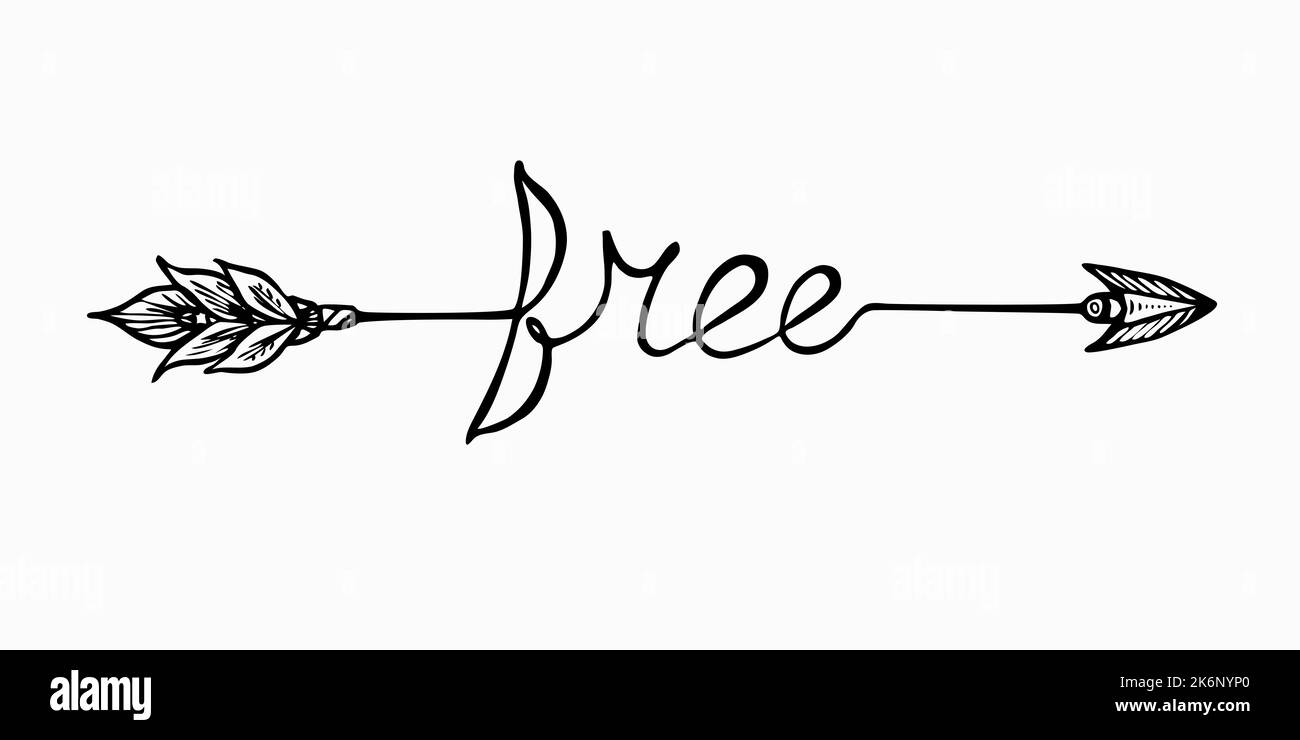Arrow with handwritten calligraphi - free, simple doodle drawing ...