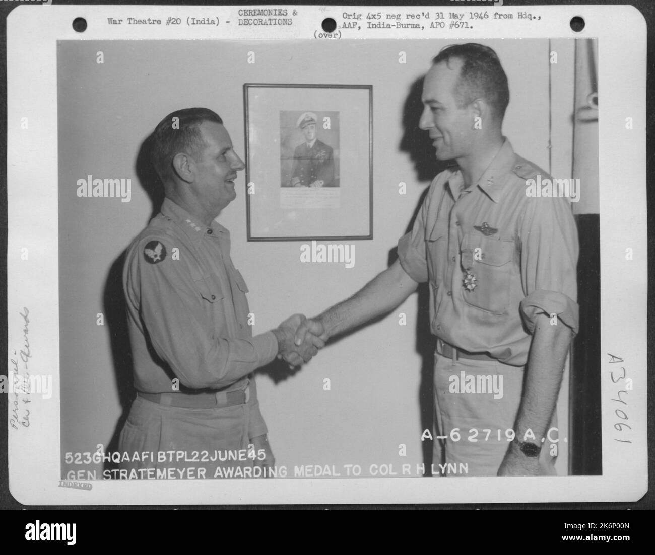 Lt. General George E. Stratemeyer Congratulates Colonel R.H. Lynn After ...