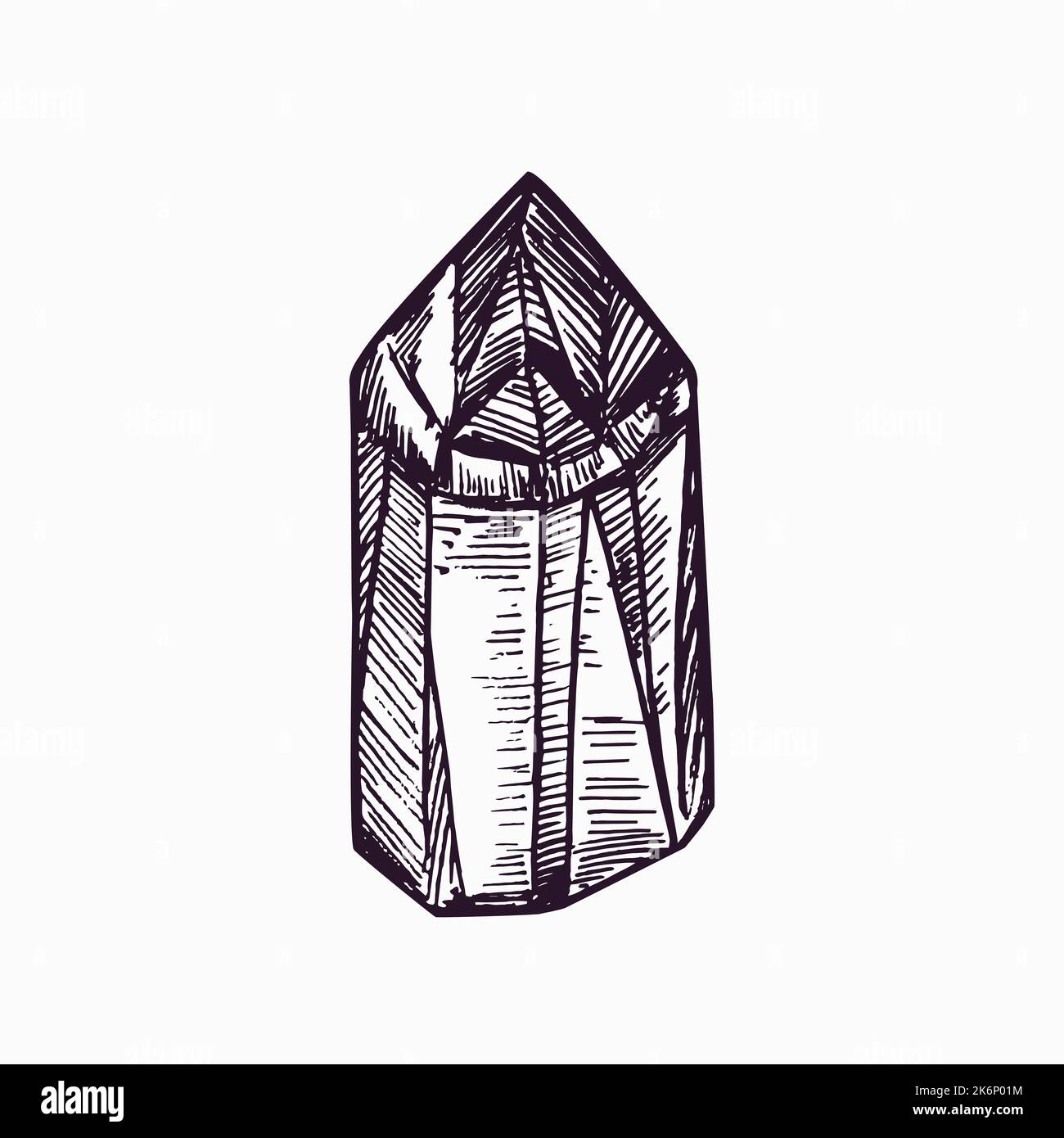 Beautiful crystal, simple doodle ink drawing, gravure style Stock Photo ...