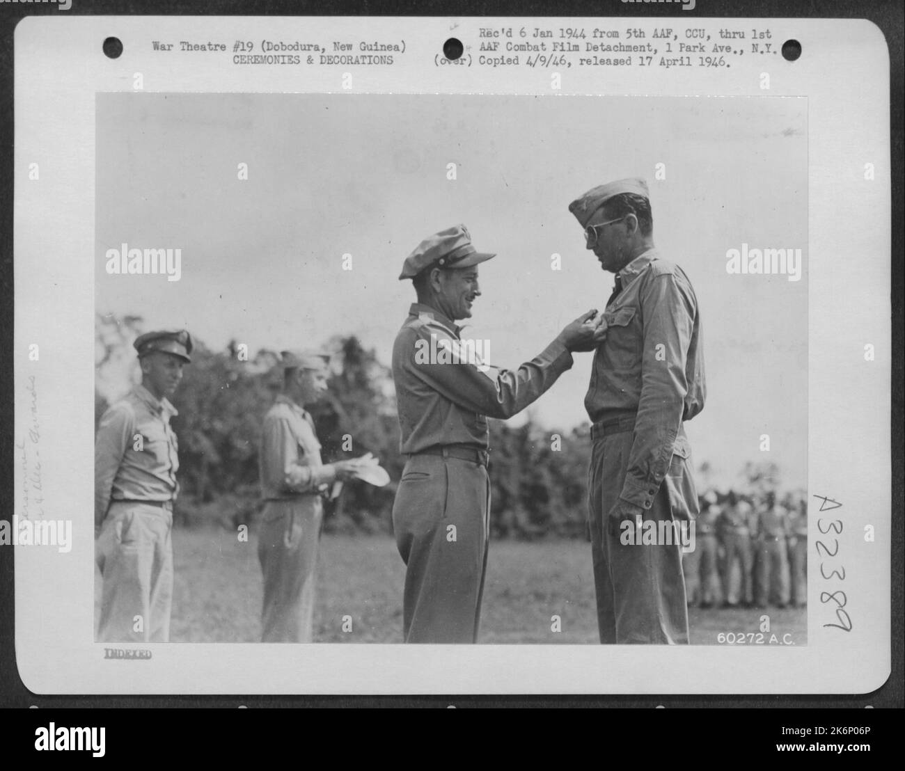 Left to right: Lt. Col. Hall, Lt. Col. Aitken, Brig. General Roger M ...