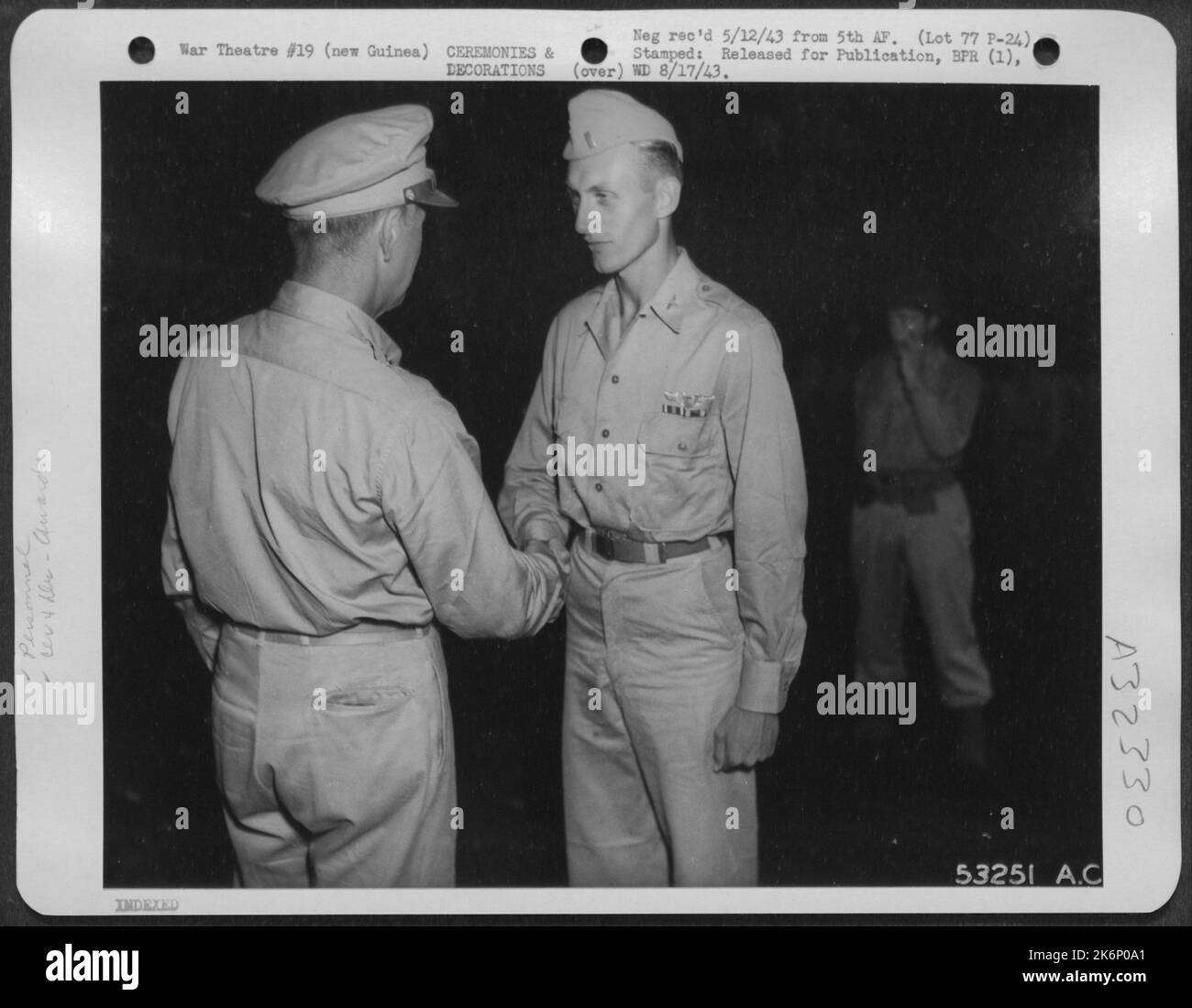 1st Lt. Glenn J. Schaffer, of Milwaukee, Wis., is shown being ...