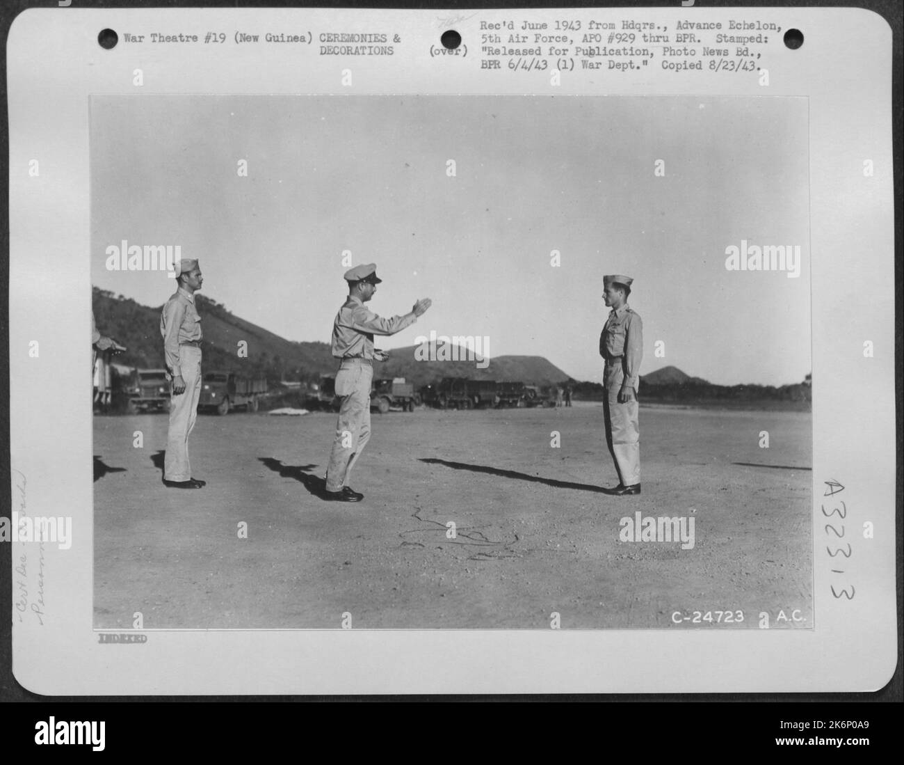 1st Lt. Gerald T. Rogers being awarded the Air Medal by Brig. General ...