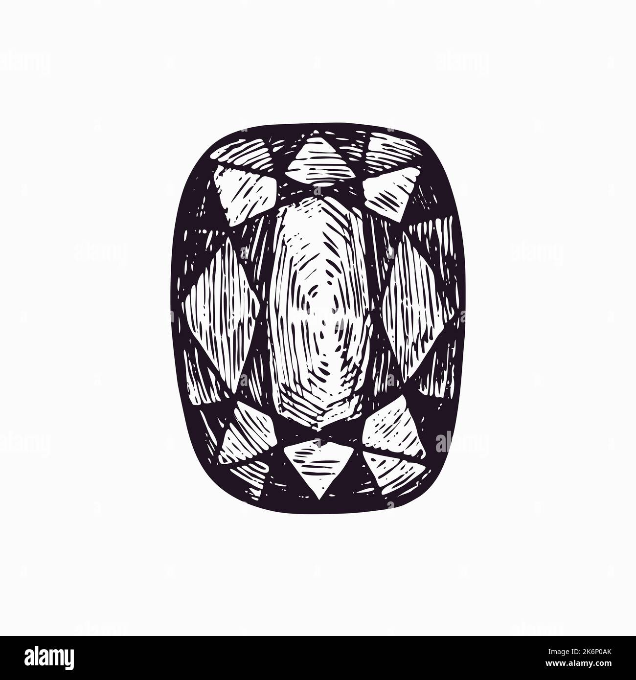 Cushion gemstone cuts shape, simple doodle drawing, gravure style Stock ...