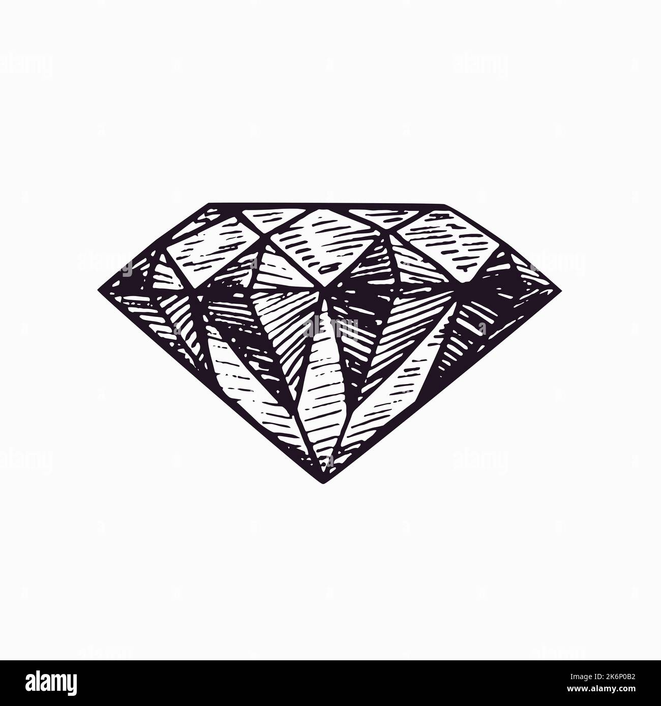 Fine round (Brilliant) gemstone cuts shape side view, simple doodle ...