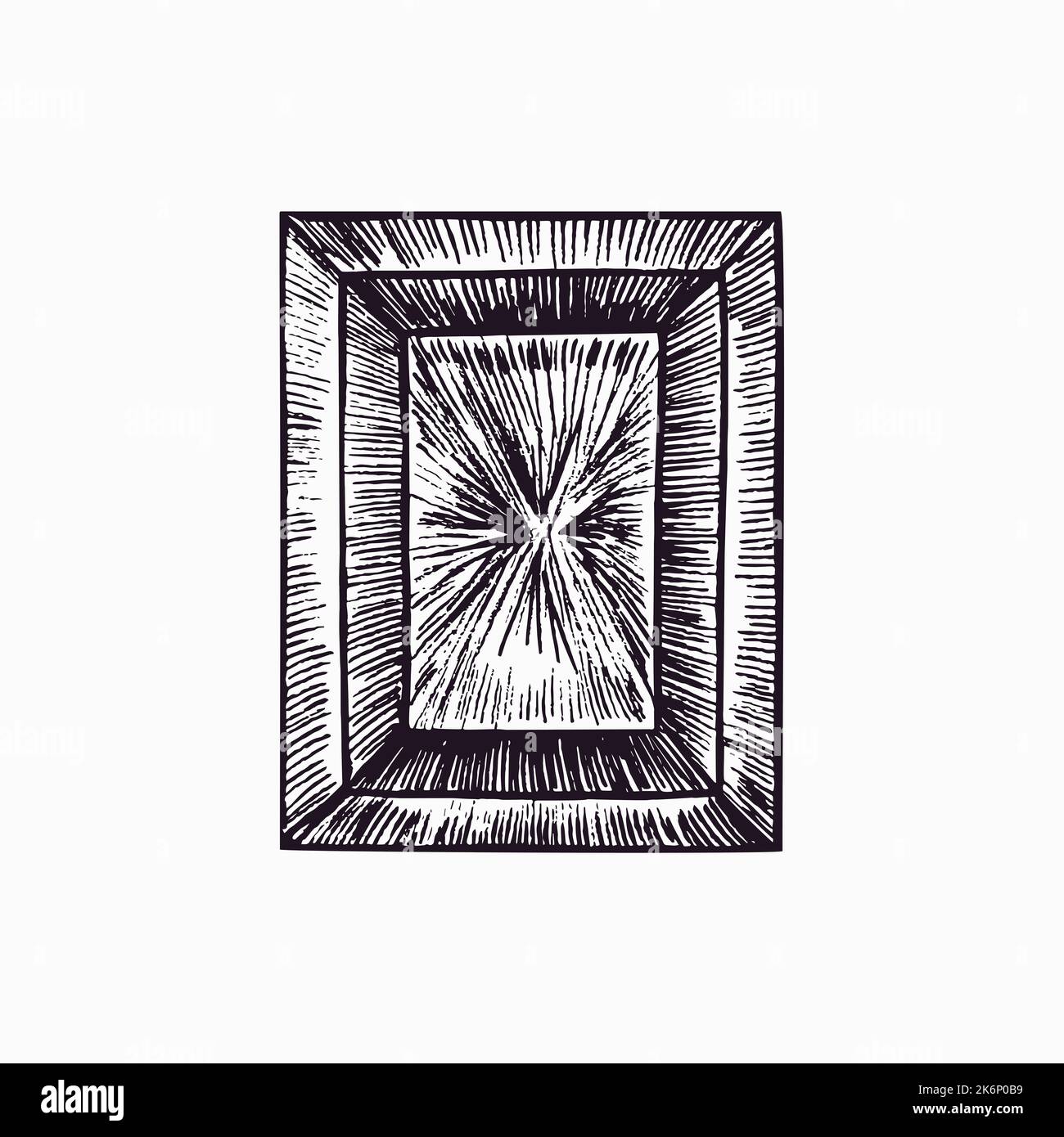 Rectangular gemstone cuts shape, simple doodle drawing, gravure style ...