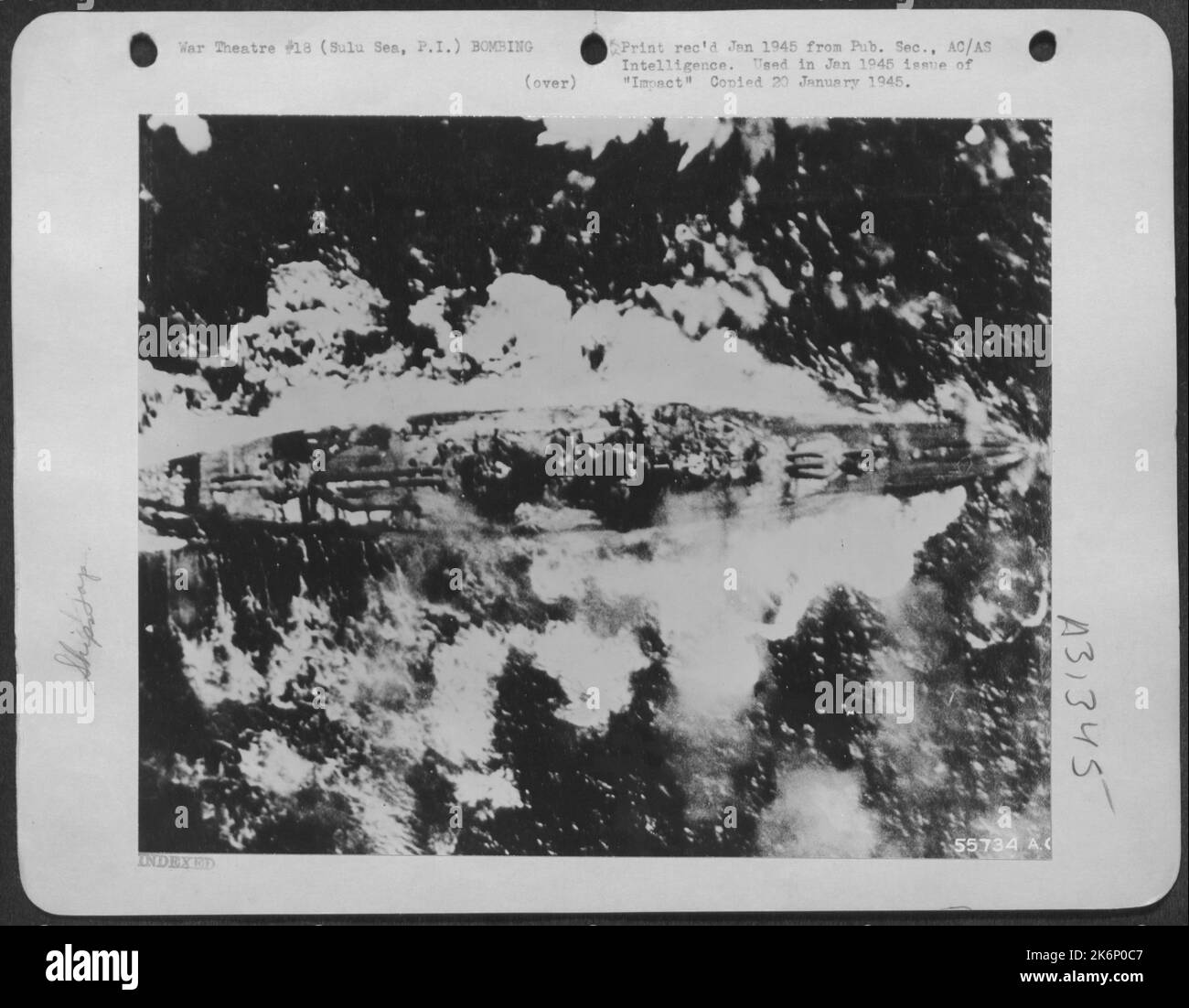 Kongo class battleship is bracketed by 1,000 lb. bombs during 26 Oct ...