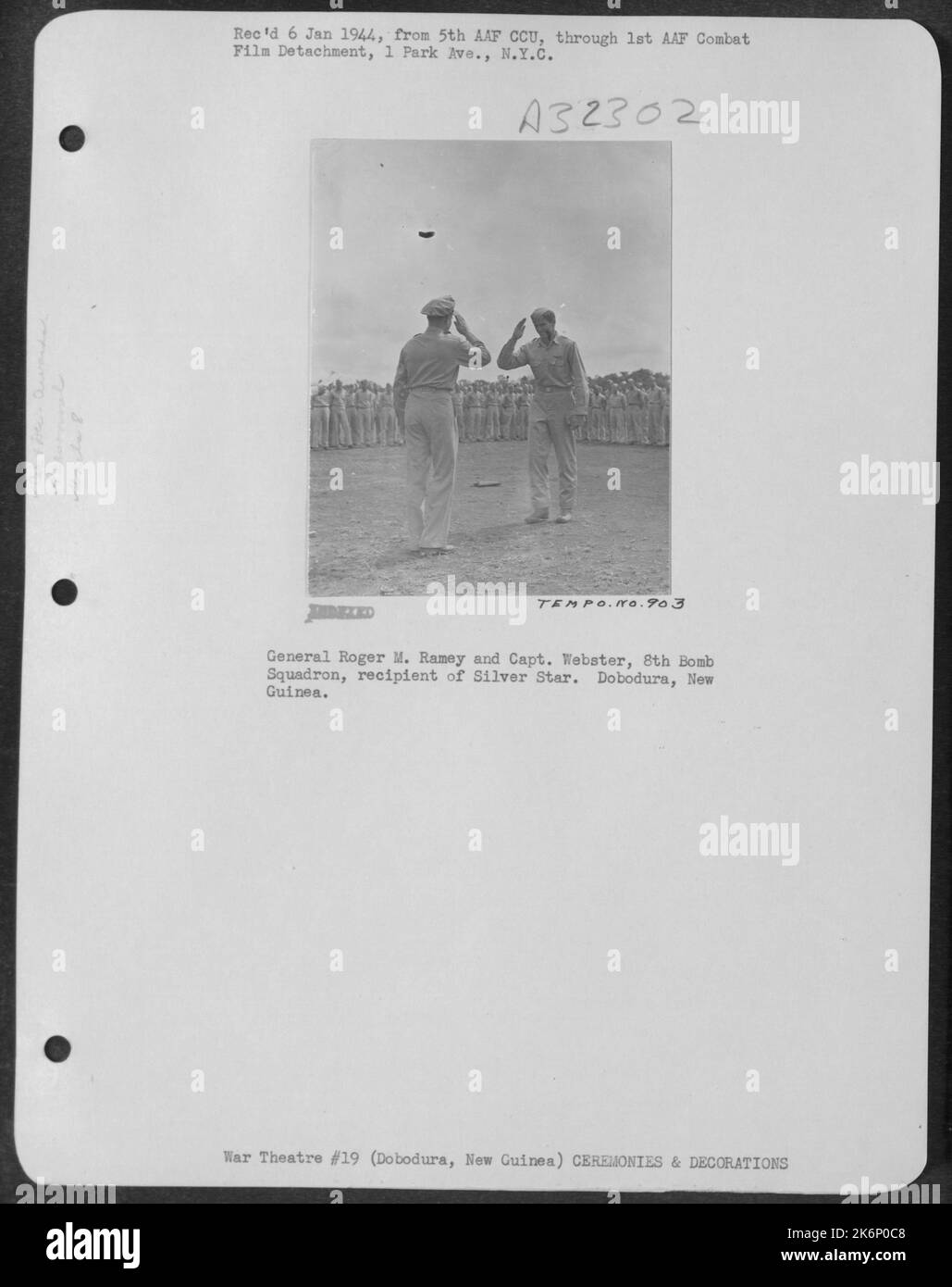 General Roger M. Ramey and Capt. Webster, 8th Bomb Squadron, recipient ...