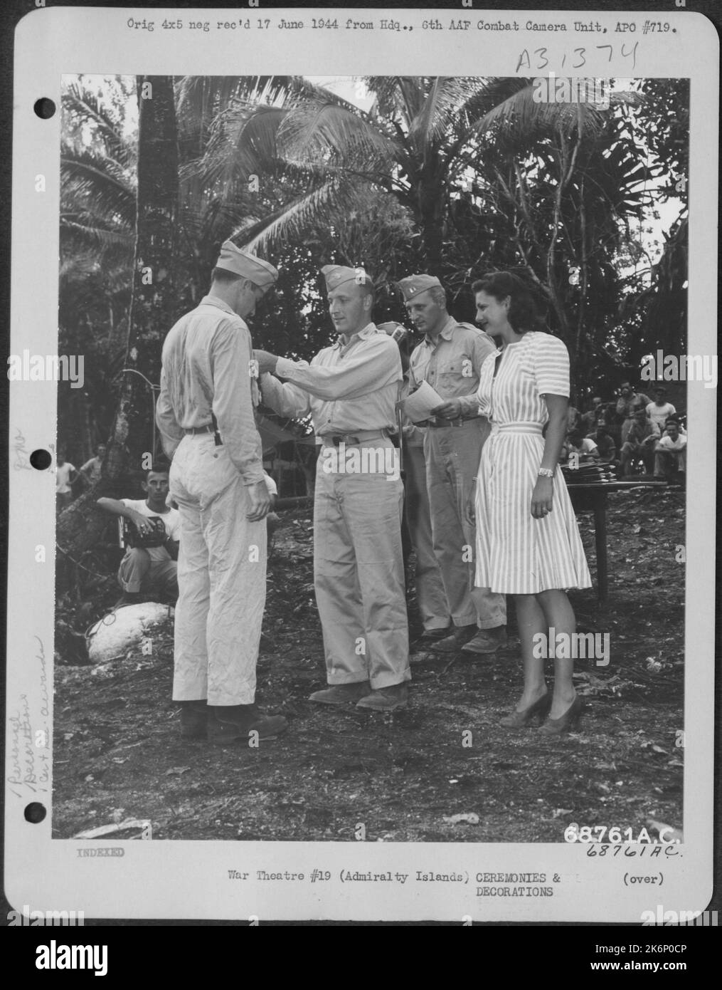 1st Lt. W.F. Goulding receives the Distinguished Flying Cross from his ...
