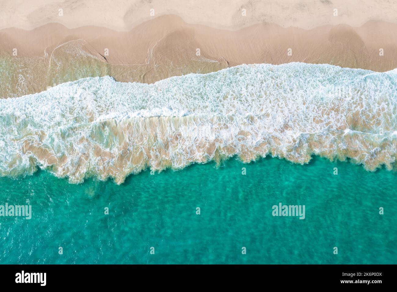 High angle view on wave of atlantic ocean at Santa Monica Beach Stock ...