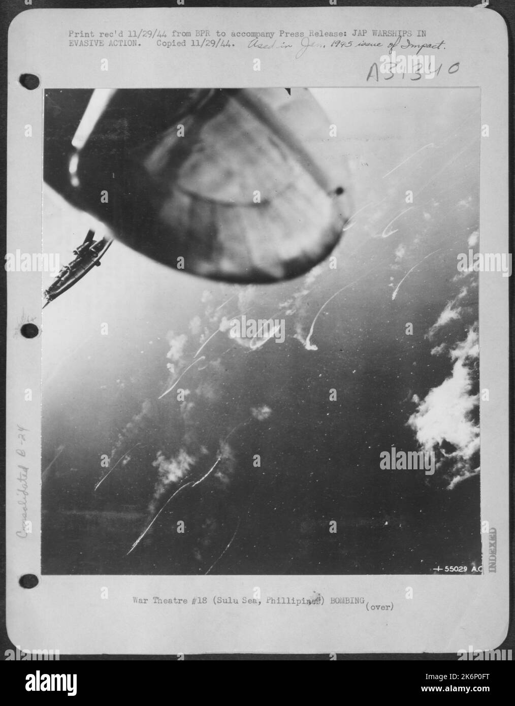 JAP WARSHIPS IN EVASIVE ACTION-Scattering wildly to escape bombs ...