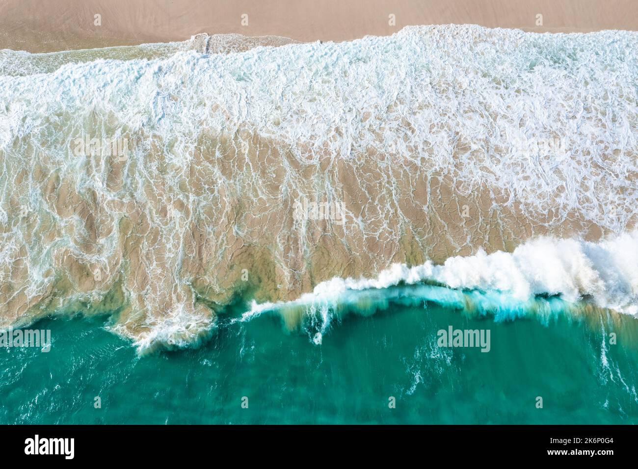 High angle view on wave of atlantic ocean at Santa Monica Beach Stock ...