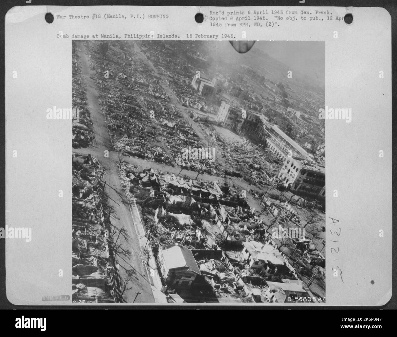 Bomb damage at Manila, Philippine Islands. 15 February 1945 Stock Photo ...