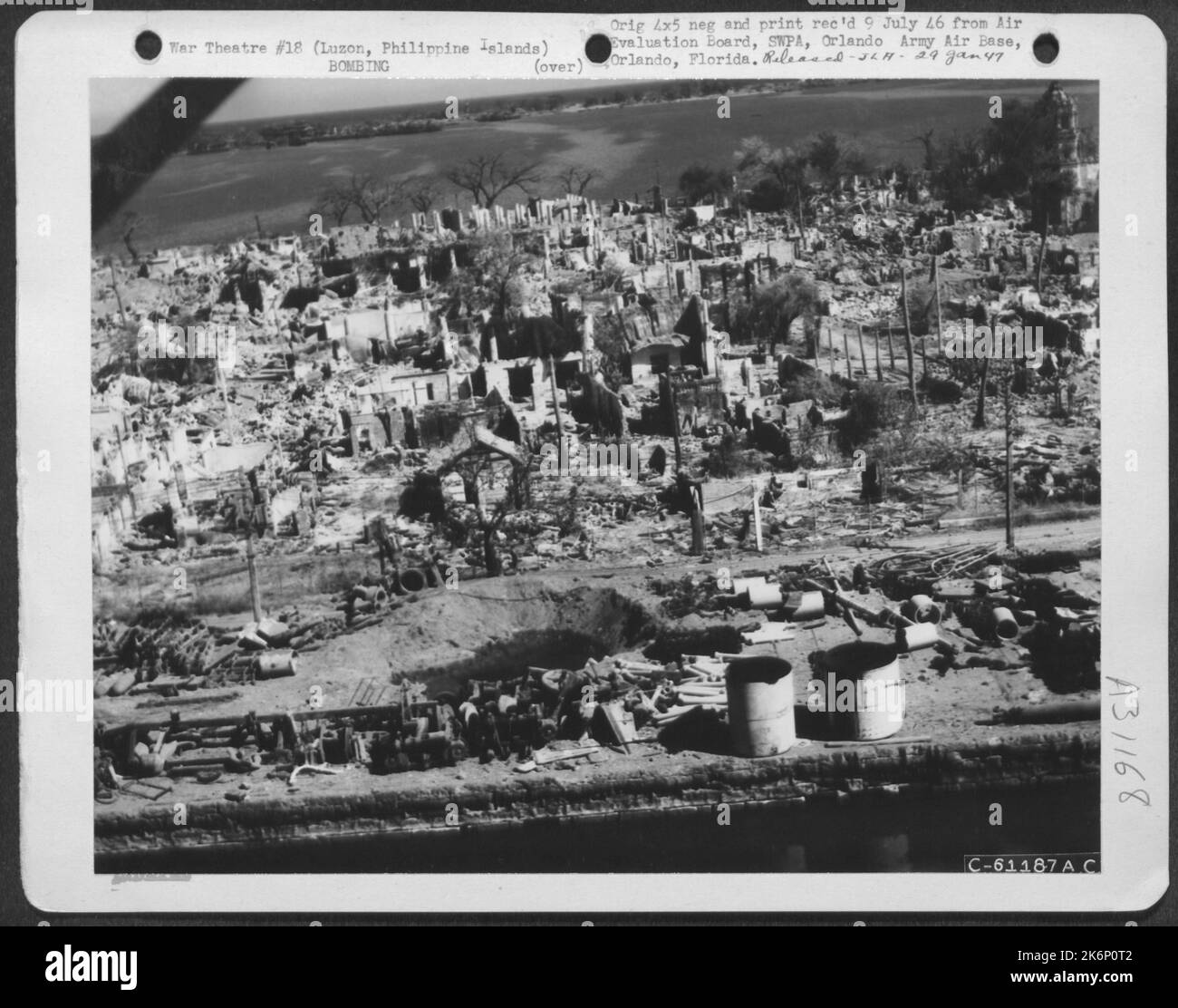 Bomb damage to the center portion of Luzon Island, Philippine Islands ...