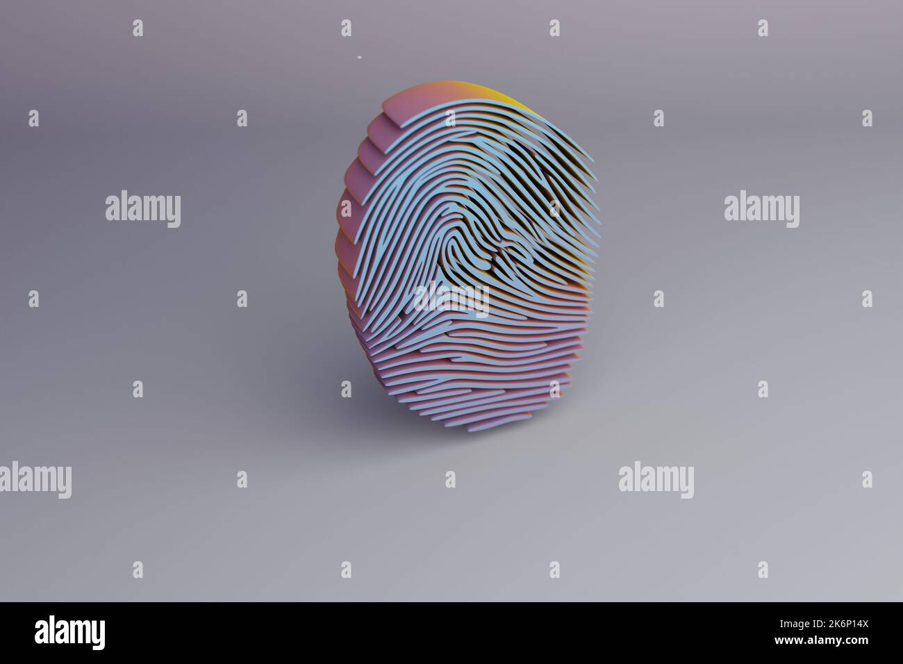 Beautiful abstract Holographic fingerprint, standing on white, 3d ...