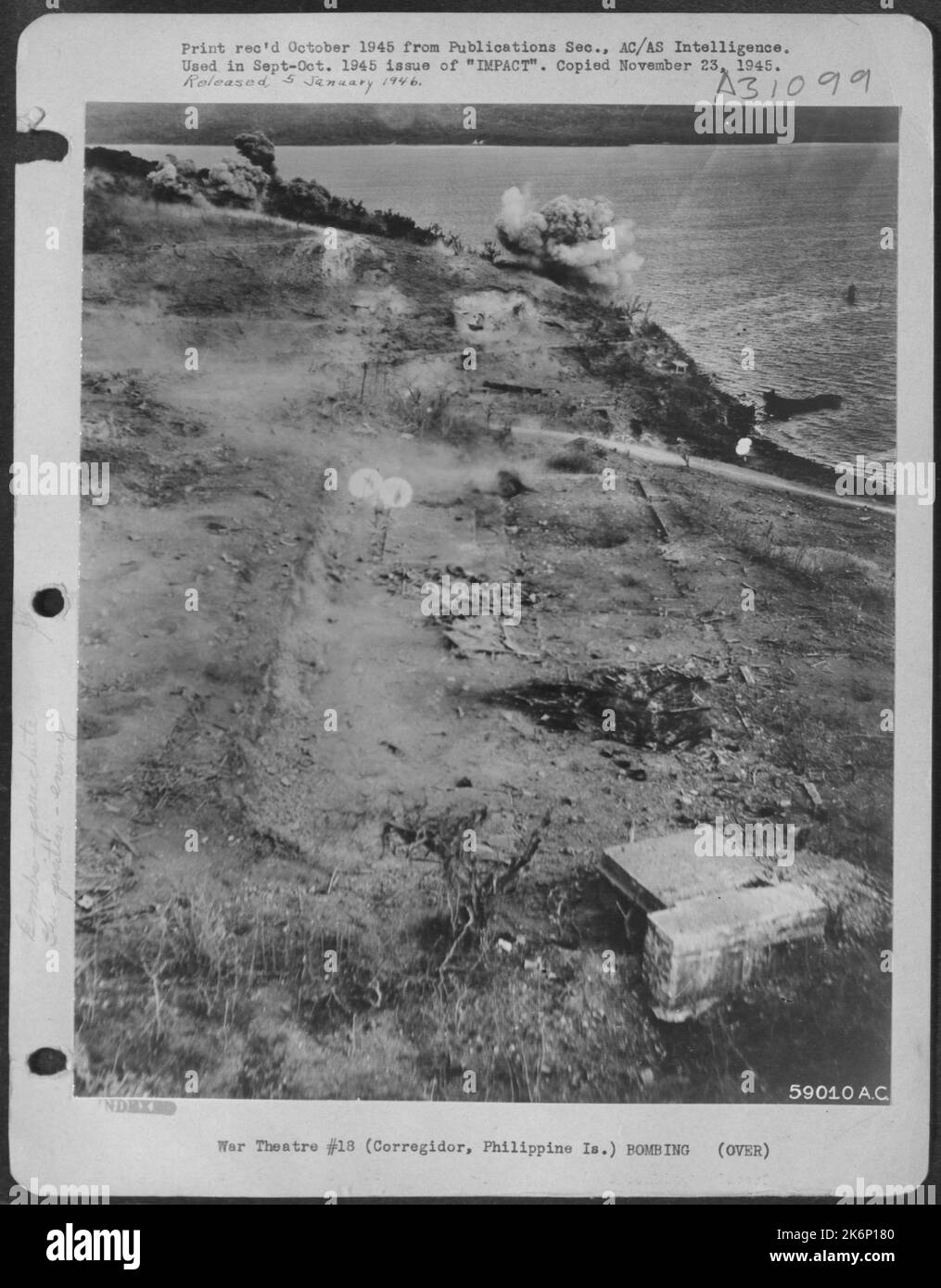 Parabombs dropped on Corregidor by Douglas A-20s blow up gun positions ...