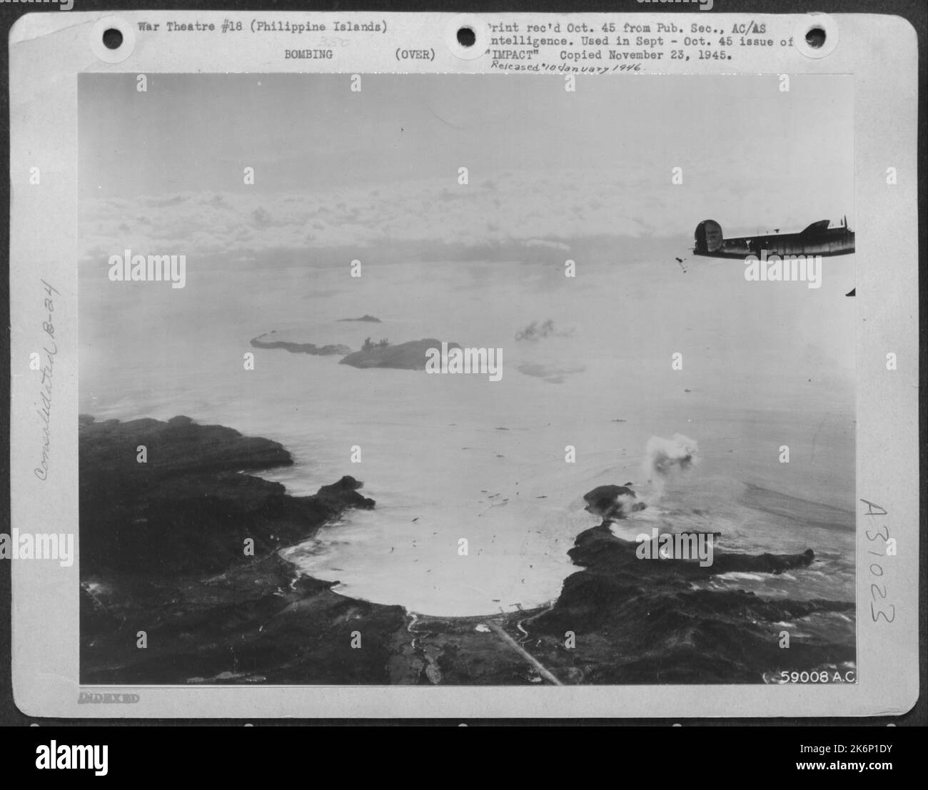 Consolidated B-24 Liberator bombs Corregidor on invasion morning and ...