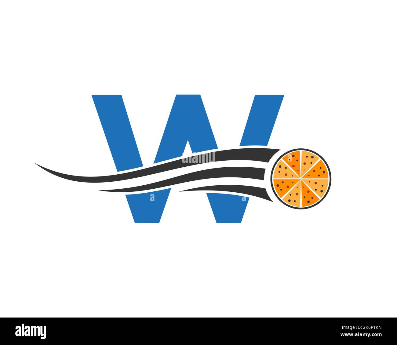Initial Letter W Cafe Restaurant Logo With Pizza Concept Vector ...