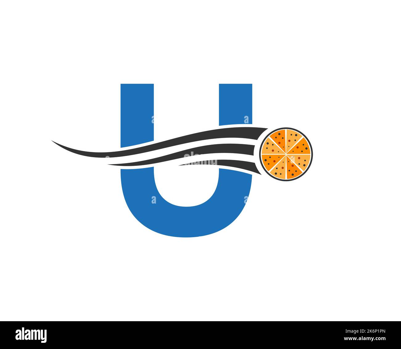 Initial Letter U Cafe Restaurant Logo With Pizza Concept Vector ...