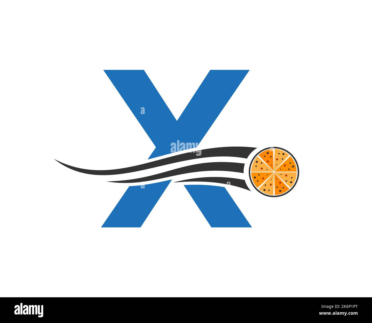 Initial Letter X Cafe Restaurant Logo With Pizza Concept Vector ...