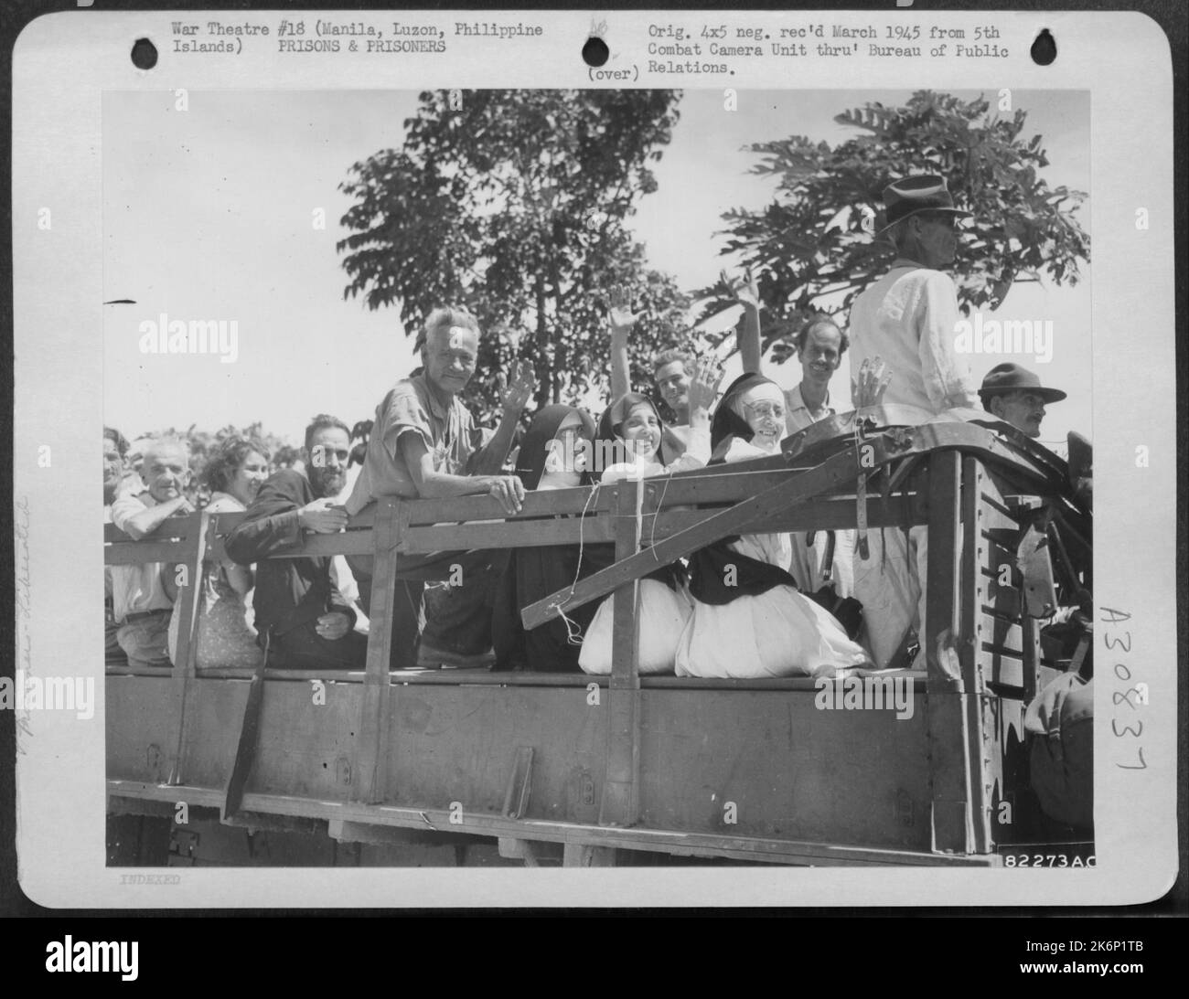 Joyous internees are liberated from a prison in Manila, Luzon ...