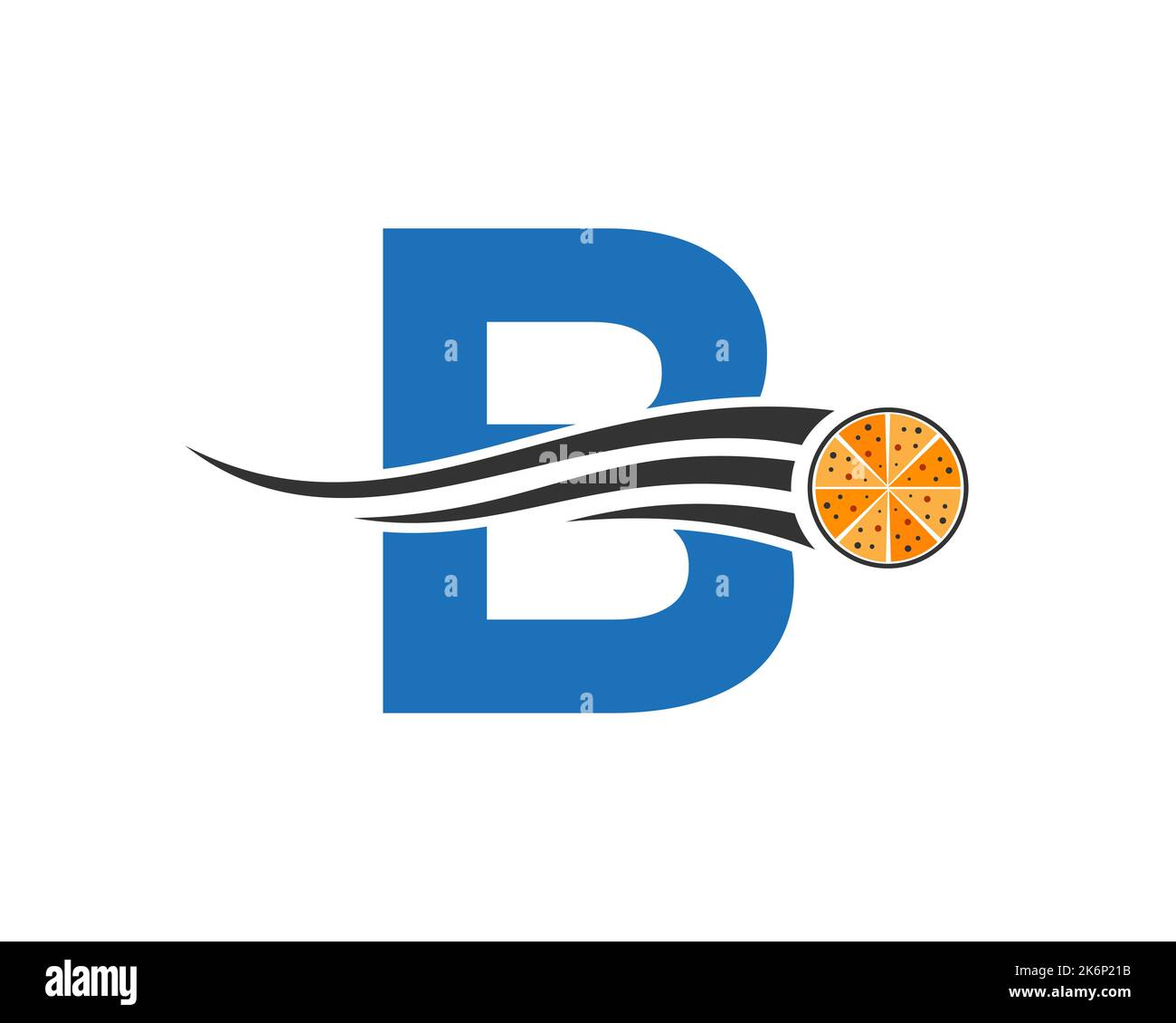 Initial Letter B Cafe Restaurant Logo With Pizza Concept Vector ...
