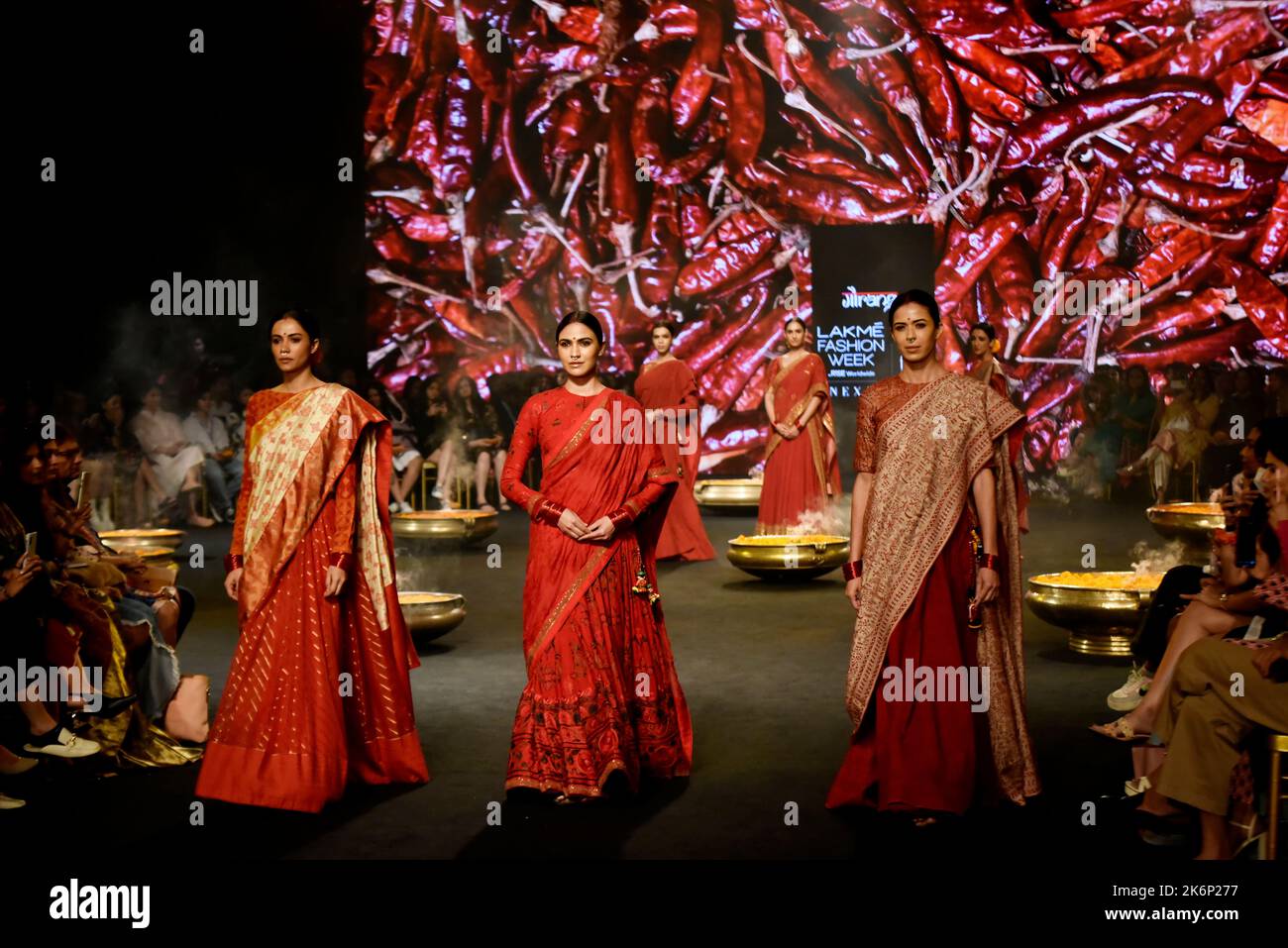 Mumbai, Maharashtra, India. 15th Oct, 2022. Models walk in a ramp show ...
