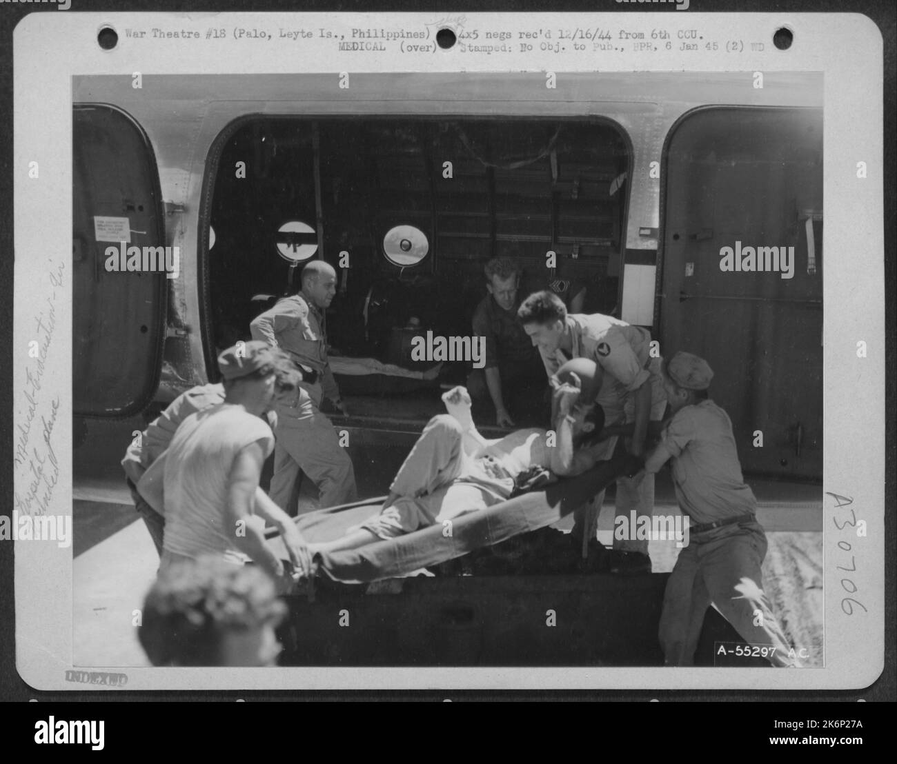 The more seriously wounded in battle of the Philippines are flown by ...