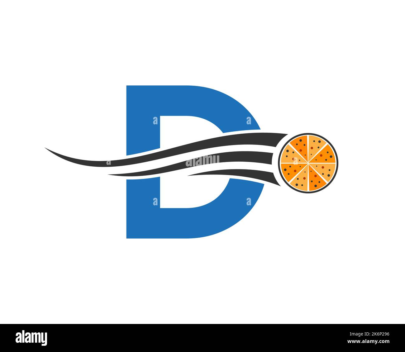 Initial Letter D Cafe Restaurant Logo With Pizza Concept Vector ...