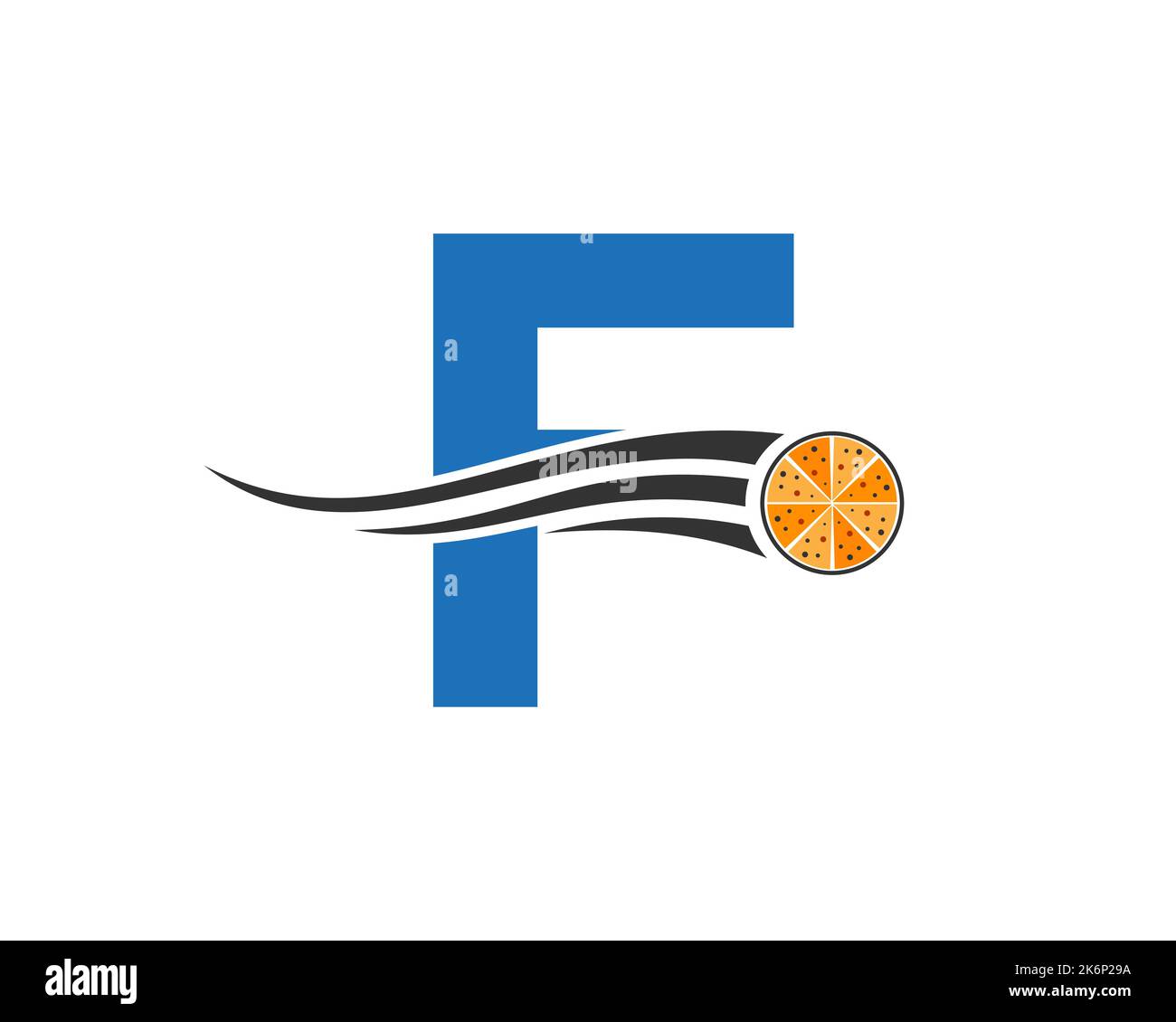 Initial Letter F Cafe Restaurant Logo With Pizza Concept Vector ...