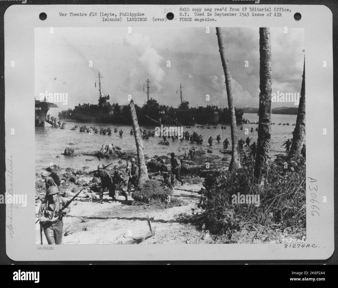This photo was taken during landing operations on Tolosa, Leyte ...