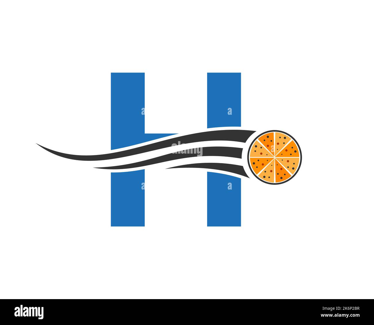 Initial Letter H Cafe Restaurant Logo With Pizza Concept Vector ...