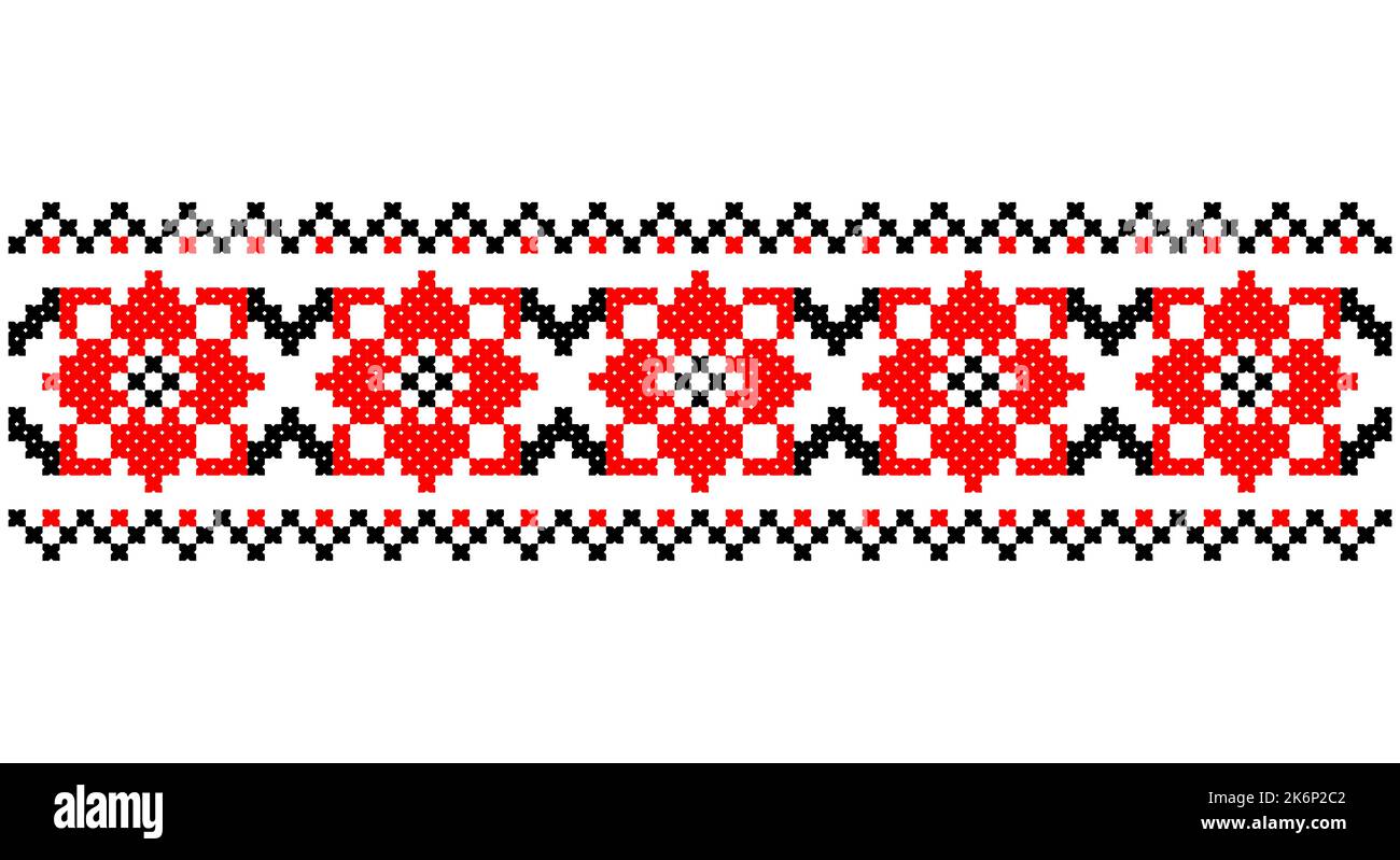 Embroidered good like old handmade cross-stitch ethnic Ukraine pattern ...