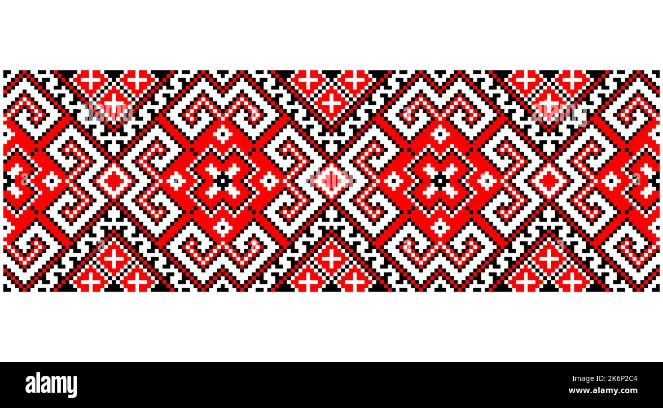 Embroidered good like old handmade cross-stitch ethnic Ukraine pattern ...
