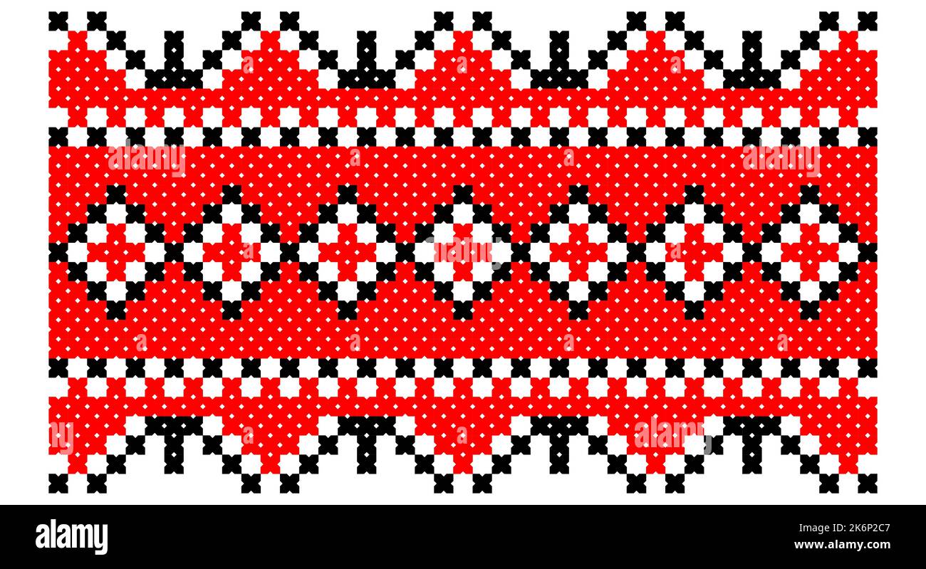 Embroidered good like old handmade cross-stitch ethnic Ukraine pattern ...
