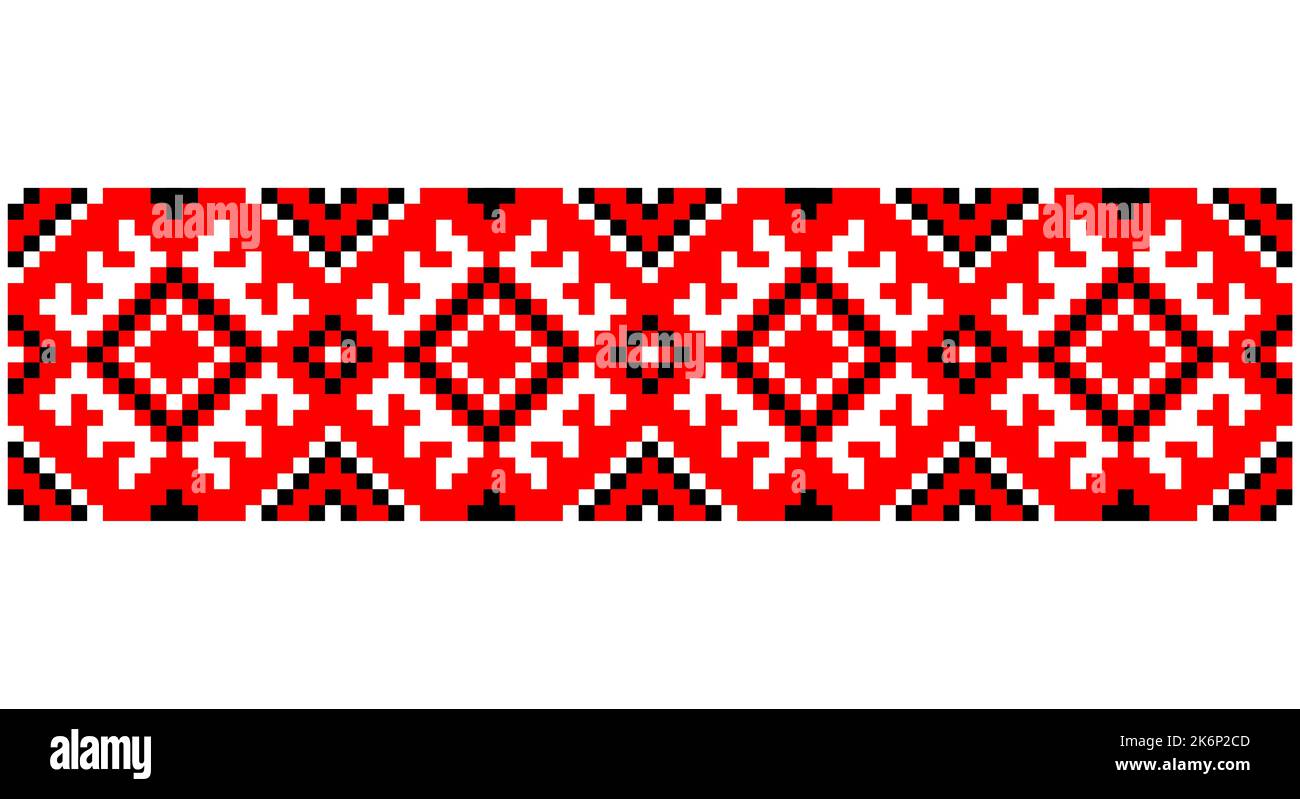 Embroidered good like old handmade cross-stitch ethnic Ukraine pattern ...