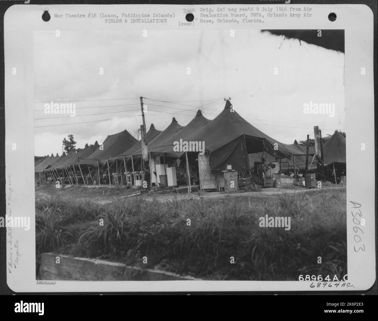 General view of the tents and hospital area at Clark Field, Luzon ...