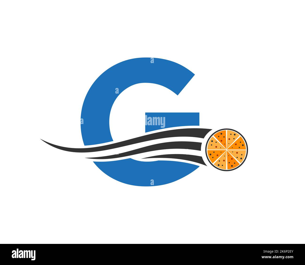 Initial Letter G Cafe Restaurant Logo With Pizza Concept Vector ...